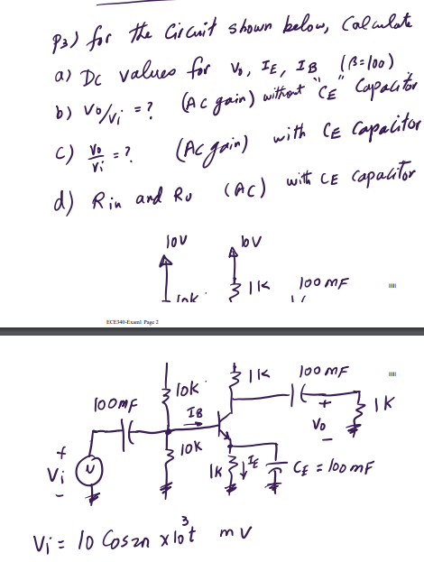Solved P3) for the Circuit shown below, Calculate a) Dc | Chegg.com