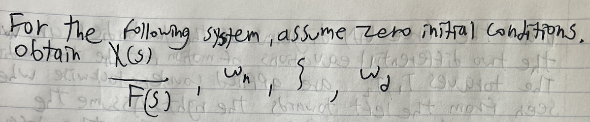 Solved For the following system, assume zero initial | Chegg.com