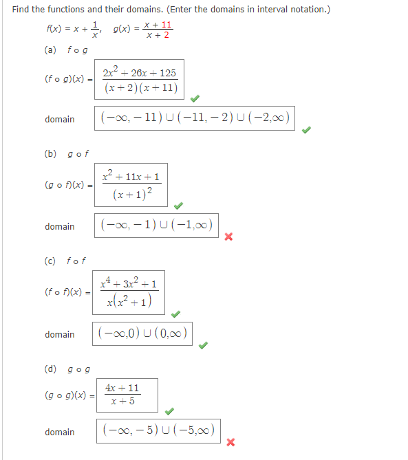 Solved Find the functions and their domains. (Enter the | Chegg.com