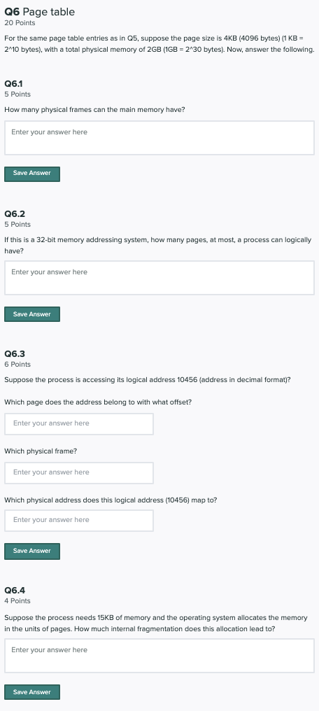 Solved consider the following page table entries for a | Chegg.com