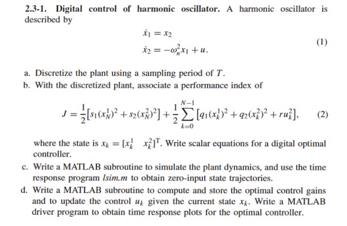 Solved Digital control of harmonic oscillator. A harmonic | Chegg.com