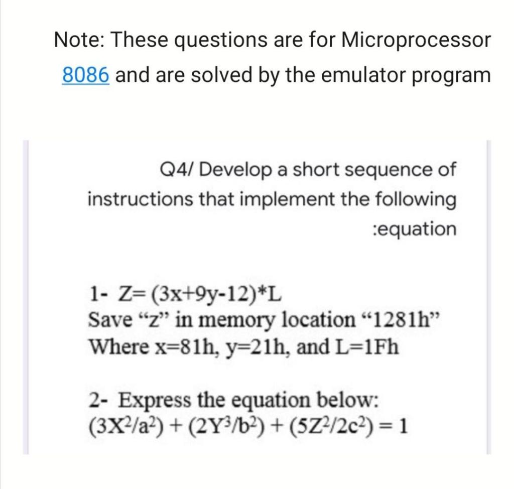 Solved Note: These questions are for Microprocessor 8086 and | Chegg.com