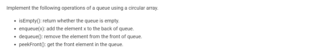 Solved Array-based Implementation of Queue Problem Statement | Chegg.com