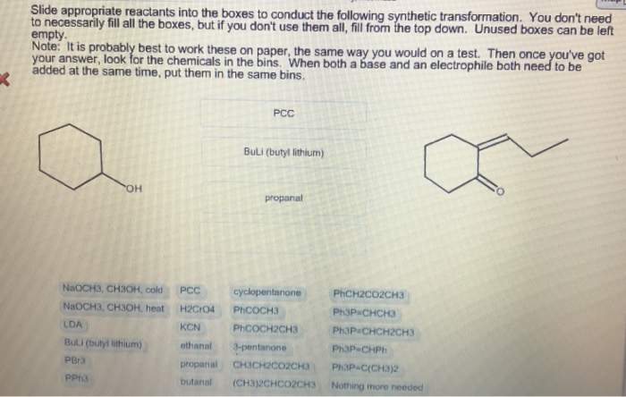 Solved Slide appropriate reactants into the boxes to conduct | Chegg.com