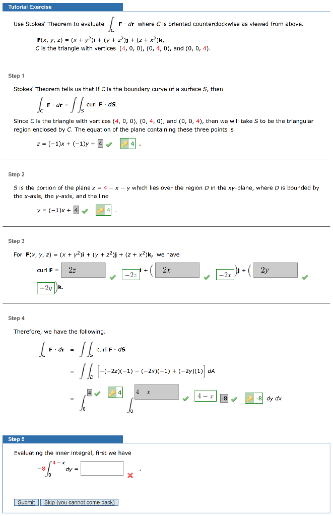 Solved Tutorial Exercise Use Stokes' Theorem to evaluate F. | Chegg.com