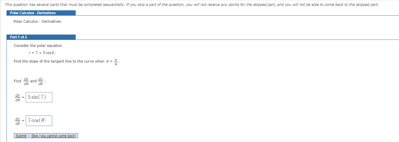 Solved Polar Calculus - ﻿DerivativesPolar Calculus - | Chegg.com