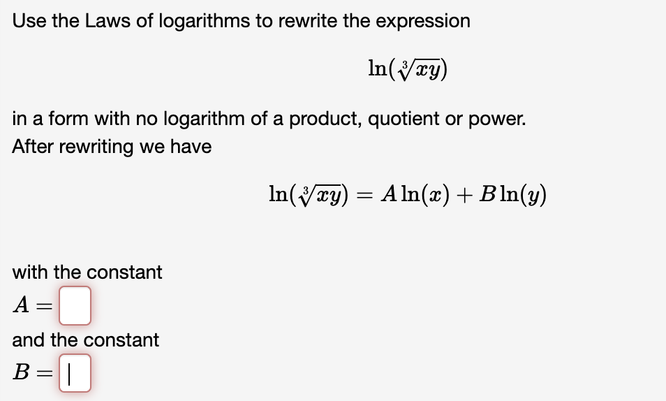 Solved Use the Laws of logarithms to rewrite the | Chegg.com
