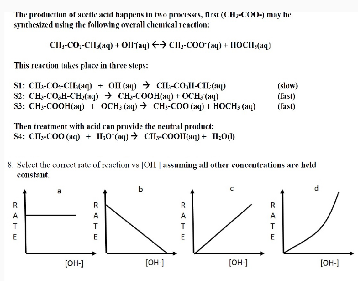 Solved The production of acetic acid happens in two | Chegg.com