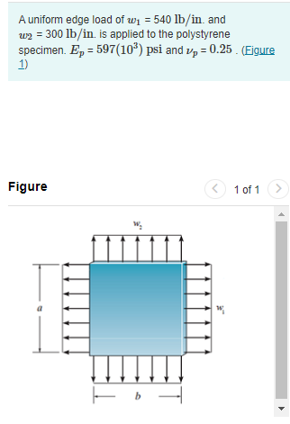 Solved A uniform edge load of w1=540lb/ in. and w2=300lb/ in | Chegg.com