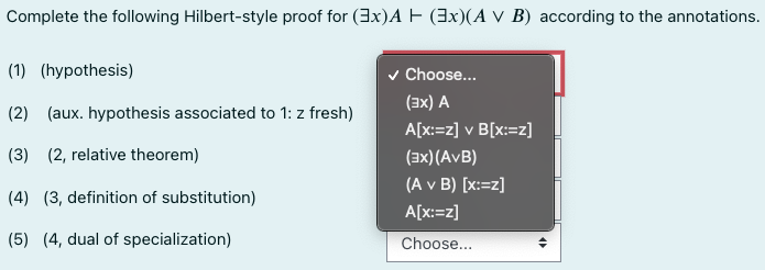 Solved Complete the following Hilbert-style proof for (Ex)A | Chegg.com