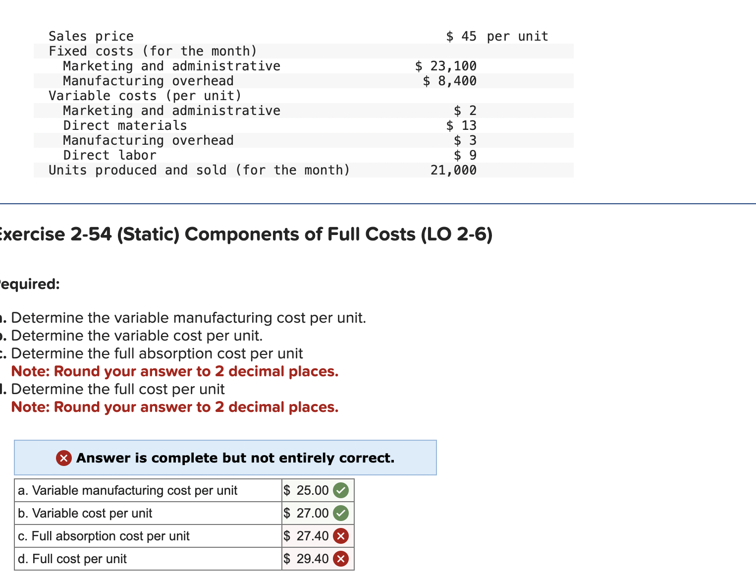 Solved xercise 2-54 (Static) ﻿Components of Full Costs (LO | Chegg.com