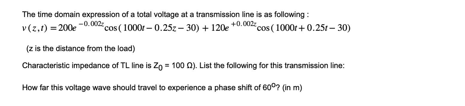 Solved The time domain expression of a total voltage at a | Chegg.com