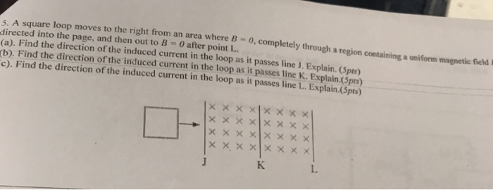 Solved 5. A square loop moves to the right from an area | Chegg.com