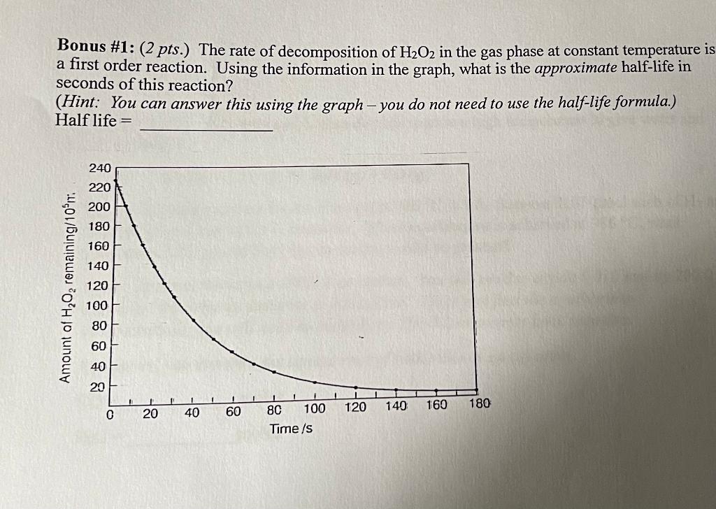 Solved Bonus #1: (2 pts.) The rate of decomposition of H2O2 | Chegg.com