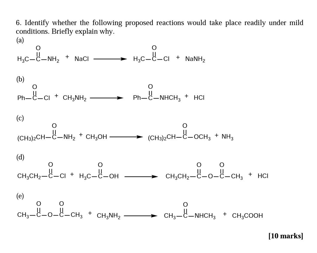 Solved 6. Identify whether the following proposed reactions | Chegg.com