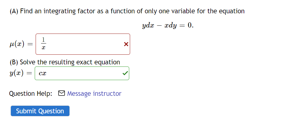 Solved (A) ﻿Find an integrating factor as a function of only | Chegg.com
