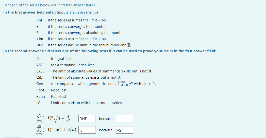 Solved For each of the series below you find two answer | Chegg.com