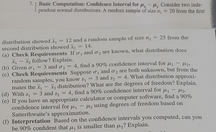 Solved 8. Basic Computation: Confidence Interval for u-u, | Chegg.com