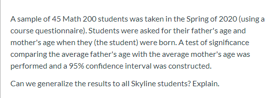 Solved A sample of 45 Math 200 students was taken in the | Chegg.com
