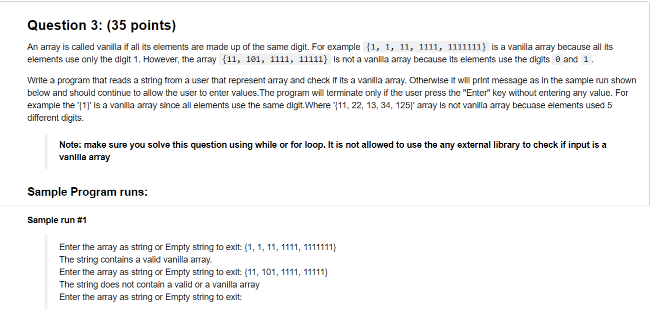 Solved You should use (For and While loops). And don't use | Chegg.com