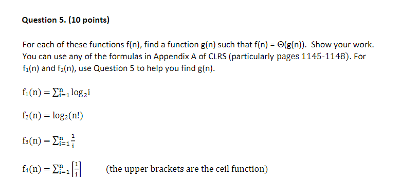 Solved For each of these functions f(n), find a function | Chegg.com