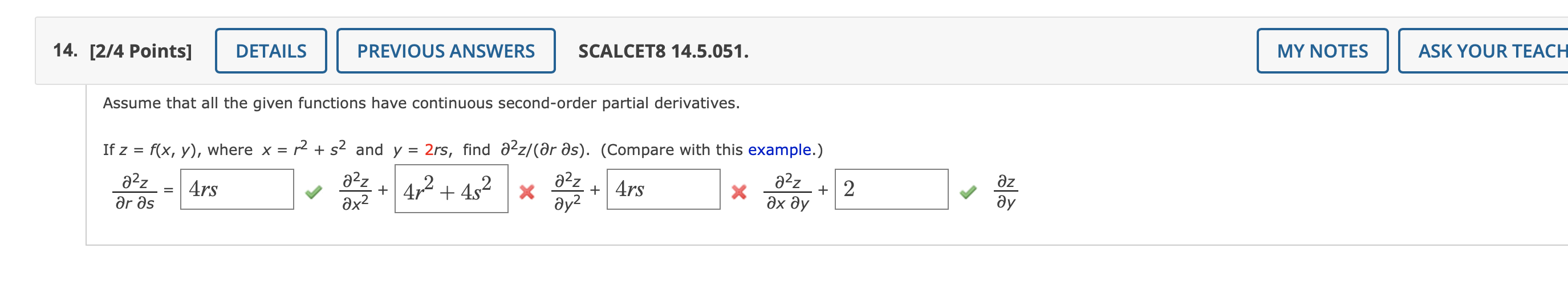 Solved 14. [2/4 Points] DETAILS PREVIOUS ANSWERS SCALCET8 | Chegg.com