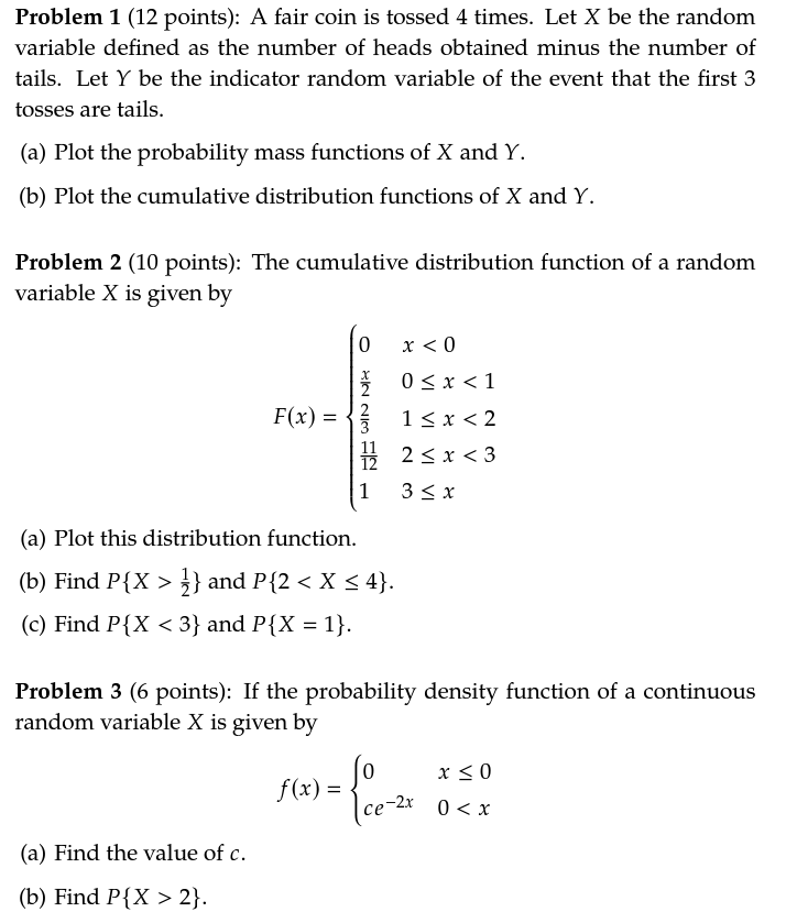 Solved Problem 1 (12 points): A fair coin is tossed 4 times. | Chegg.com