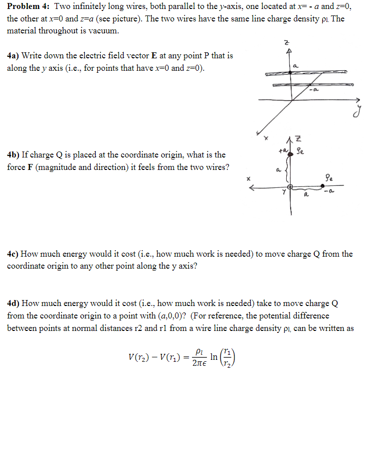 Solved Problem 4: Two infinitely long wires, both parallel | Chegg.com