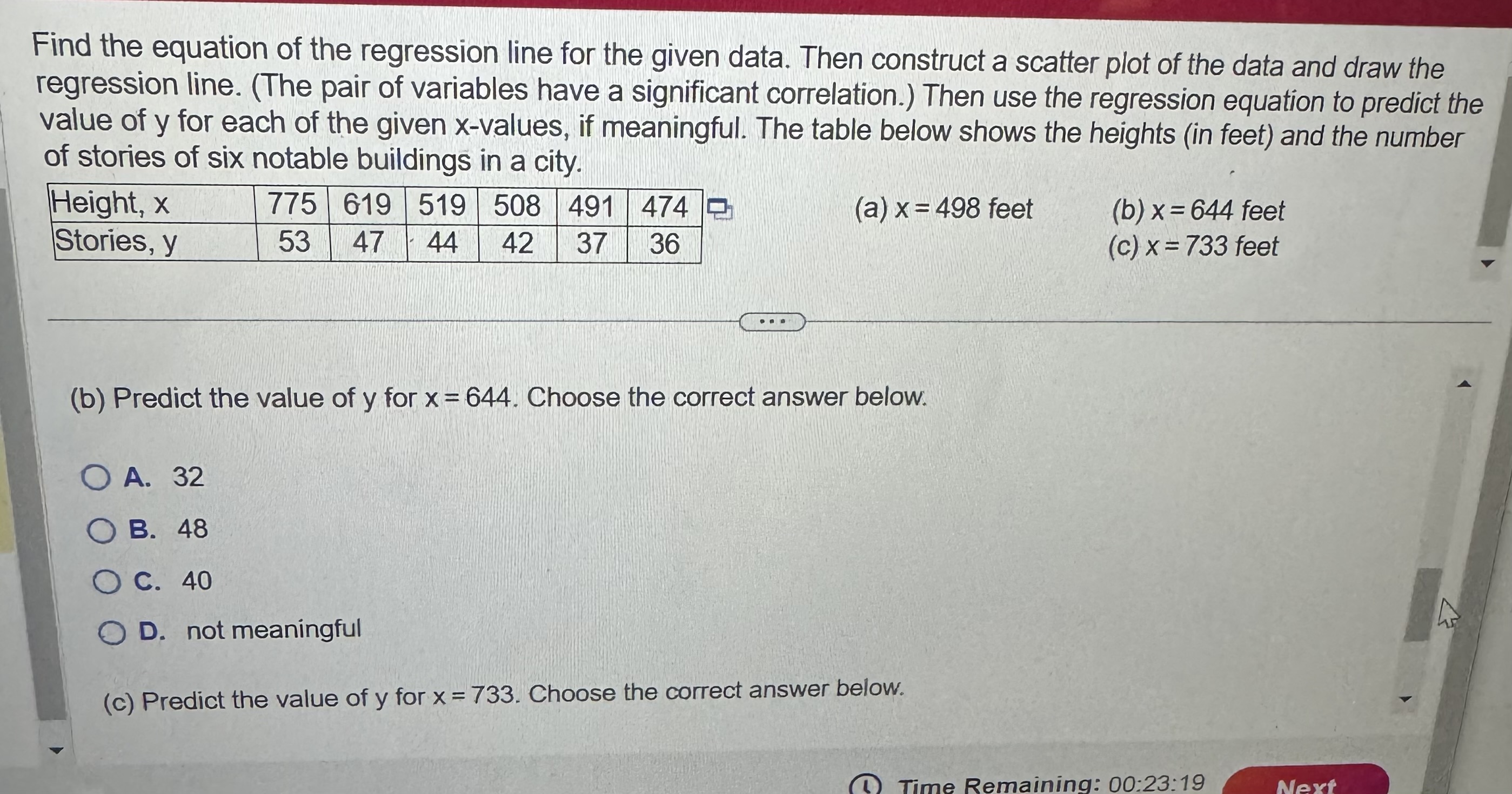 Solved regressio equation of the regression line for the | Chegg.com