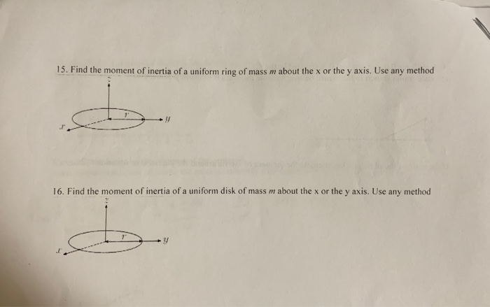 Solved 15. Find the moment of inertia of a uniform ring of | Chegg.com