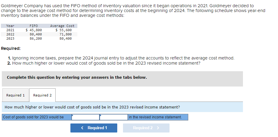 Solved Goldmeyer Company has used the FIFO method of | Chegg.com