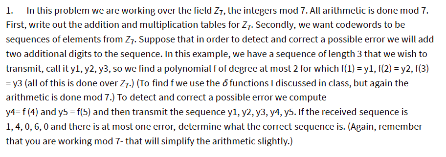 1. In this problem we are working over the field 27, | Chegg.com