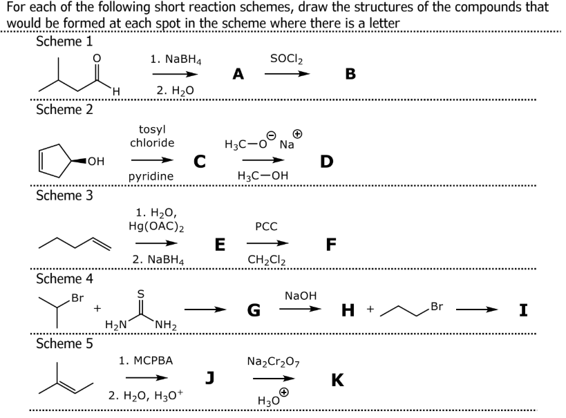 Solved For each of the following short reaction schemes, | Chegg.com