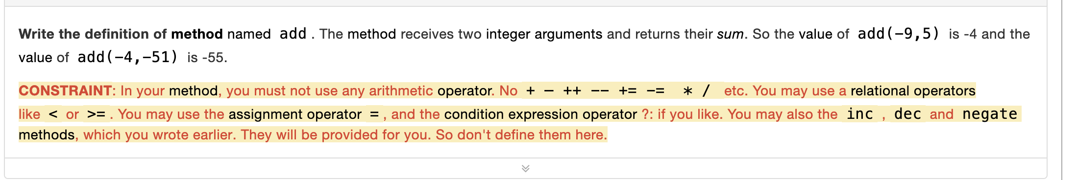 Solved java -- inc method increments by one, dec method | Chegg.com