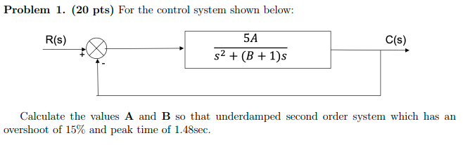 [Solved]: Problem 1. (20 pts) For the control system shown