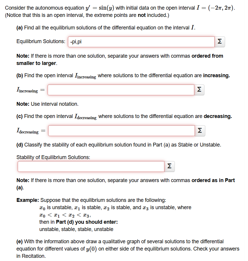 Solved Consider the autonomous equation y'=sin(y) ﻿with | Chegg.com