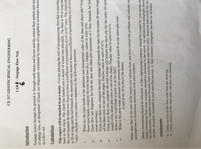 Solved CE 317 GEOTECHNICAL ENGINEERING LABO-Seepage Flow | Chegg.com