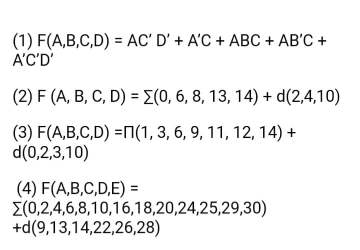 Solved Instruction: For the following Boolean functions: 1. | Chegg.com