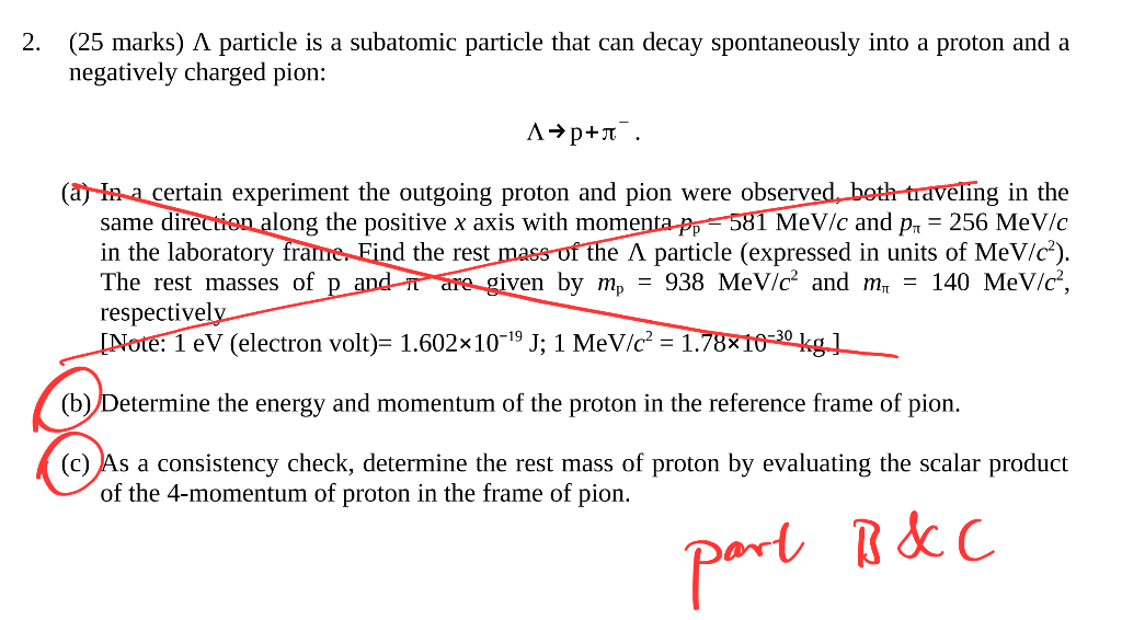 Solved 2. a (25 marks) A particle is a subatomic particle | Chegg.com