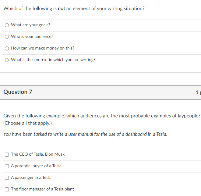 Solved Which of the following is not an element of your | Chegg.com
