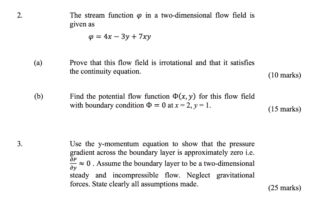 Solved 2. The stream function y in a two-dimensional flow | Chegg.com