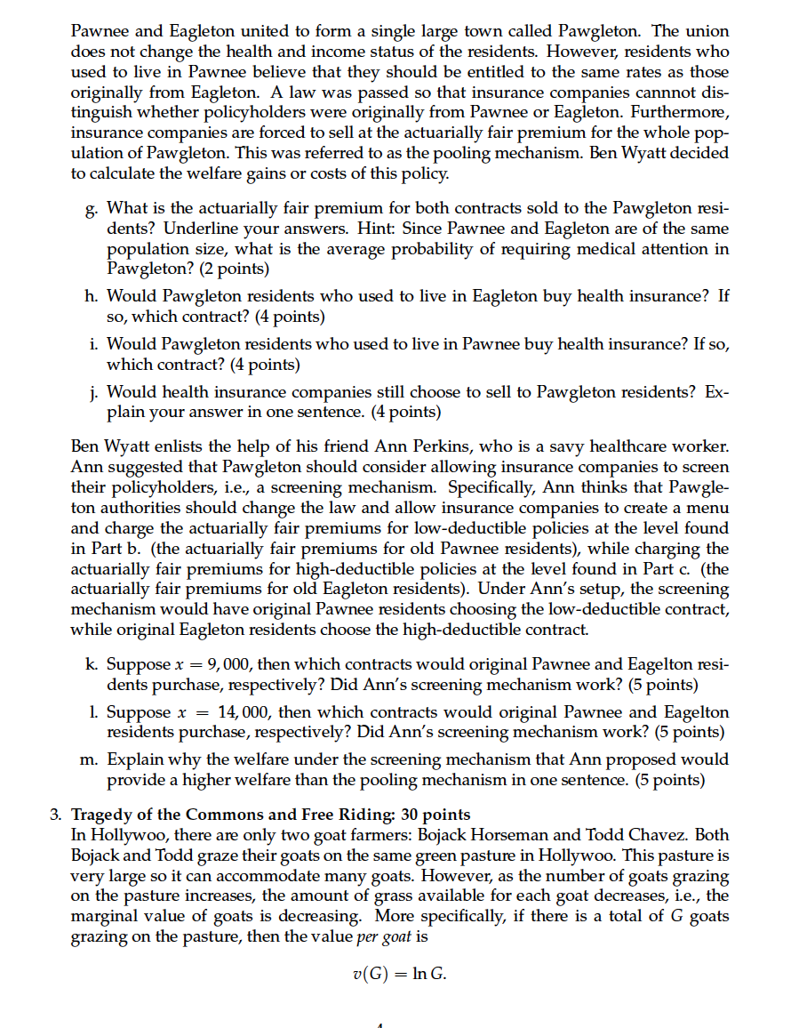 Solved Pawnee and Eagleton united to form a single large | Chegg.com