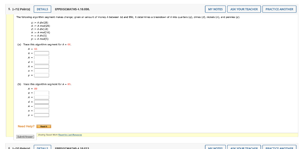 Solved 5. [-/12 Polnts] DETAILS EPPDISCMATH5 4.10.008. MY | Chegg.com