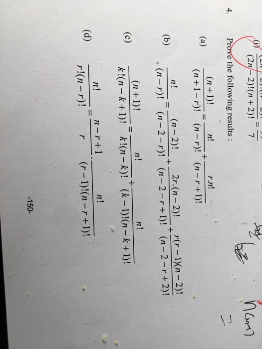 Solved Prove the following results: (n+1)!/(n+1-r)! = | Chegg.com