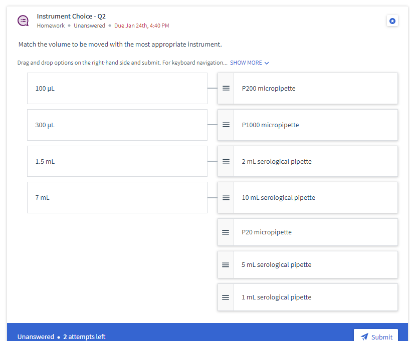 Solved :'Instrument Choice - ﻿Q2Homework - ﻿Unanswered - | Chegg.com