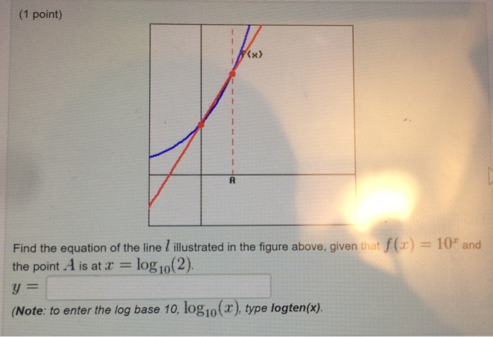 Solved (1 point) Find the equation of the line l illustrated | Chegg.com