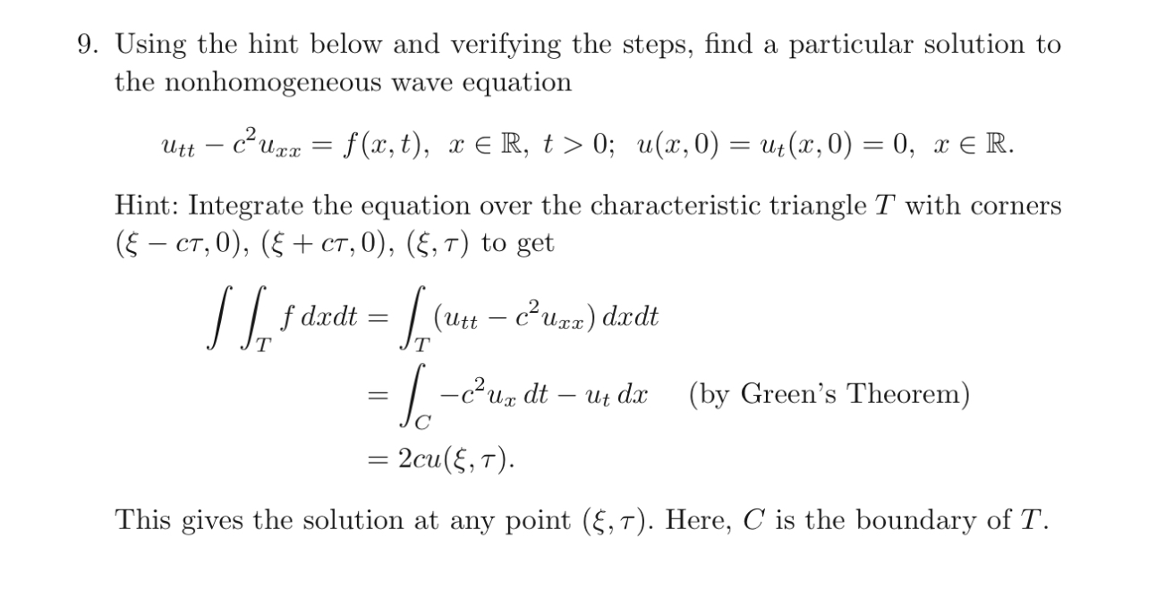 Solved 9. Using the hint below and verifying the steps, find | Chegg.com
