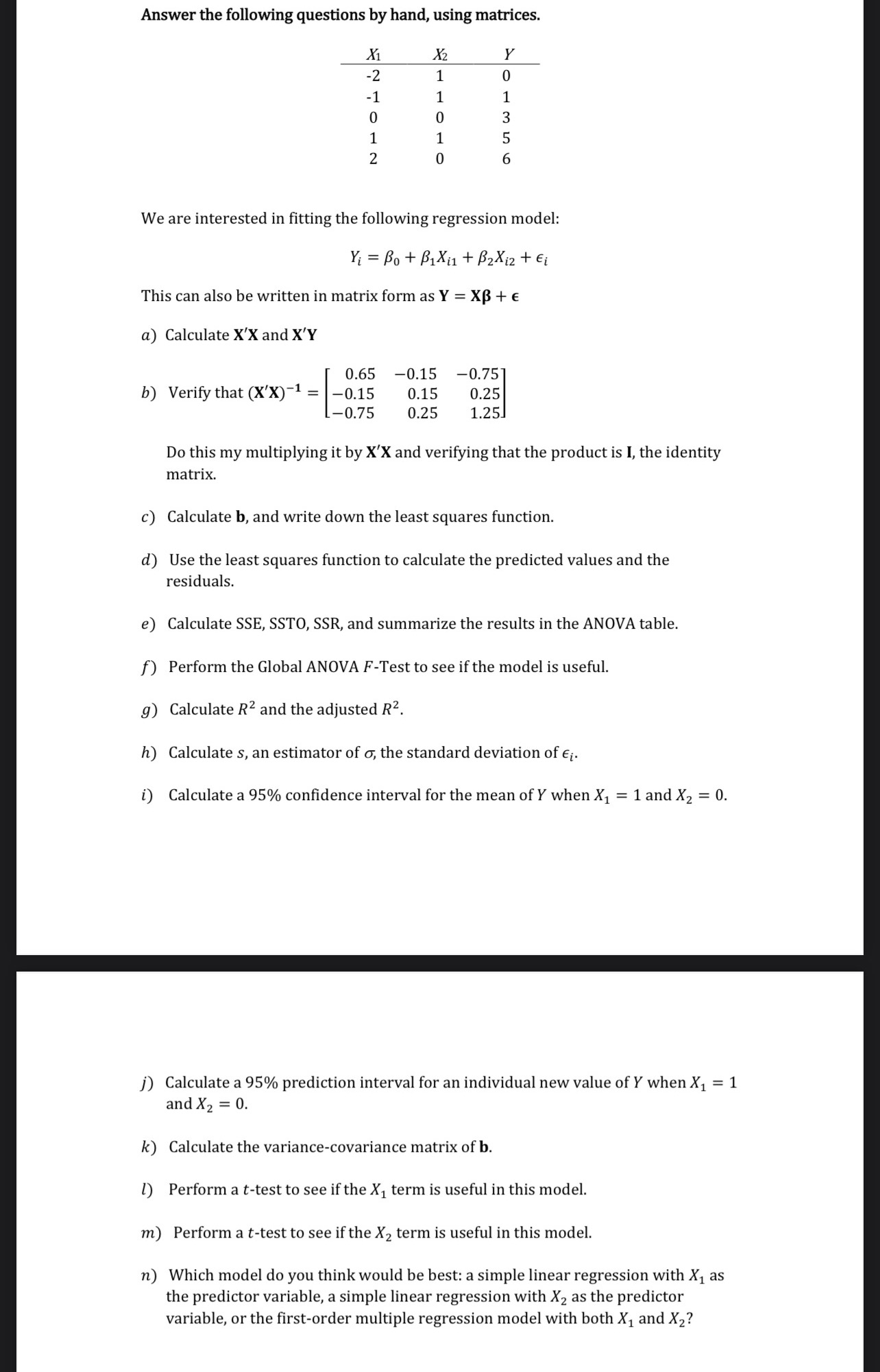 Solved Answer the following questions by ﻿hand, using | Chegg.com
