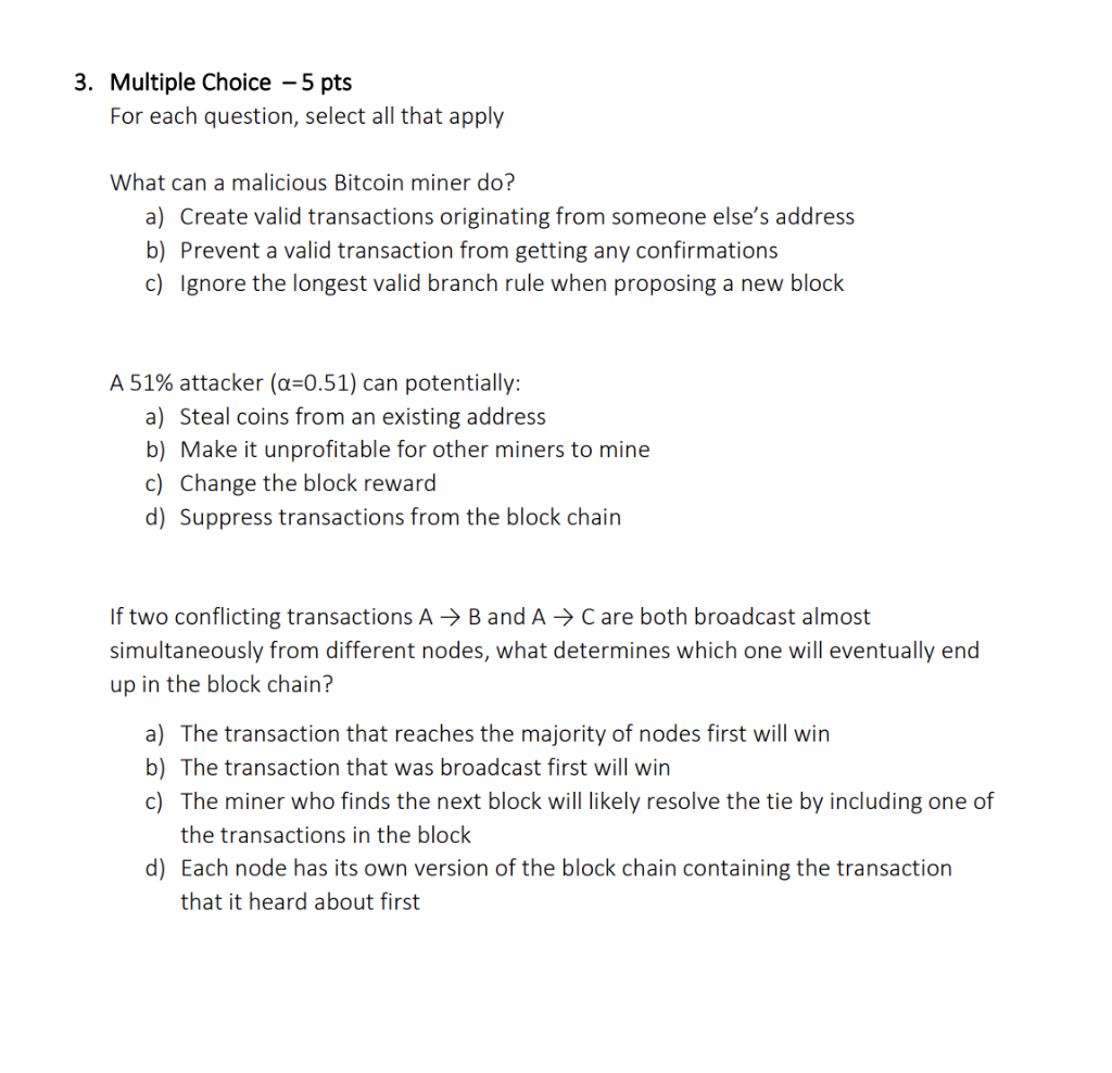 Solved 3. Multiple Choice - 5 pts For each question, select | Chegg.com