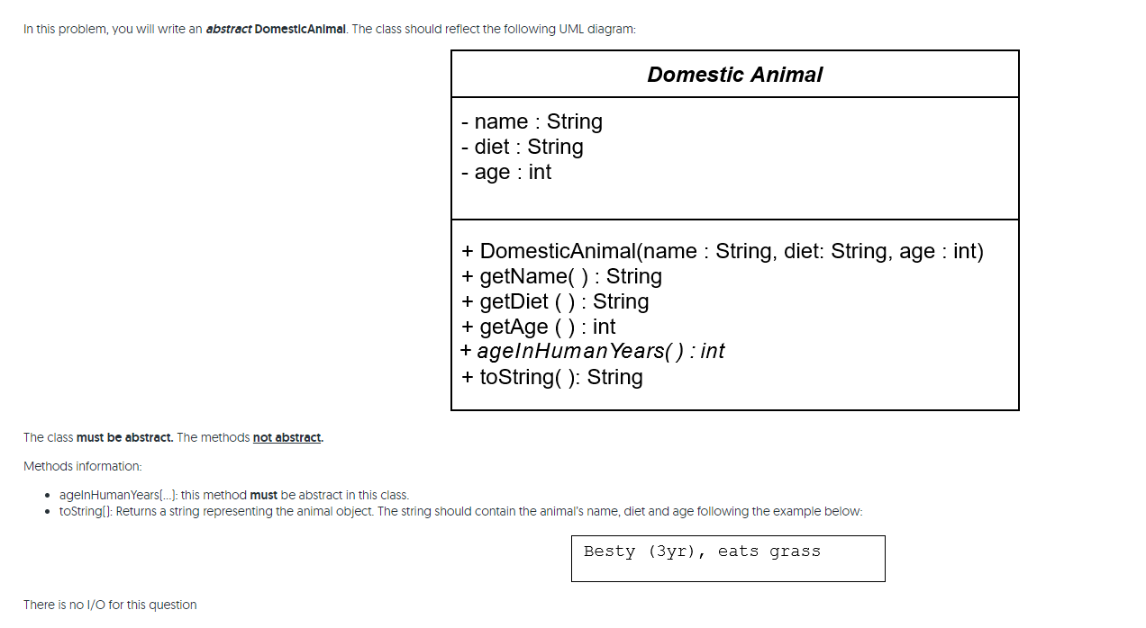 Solved In this problem, you will write an abstract Domestic | Chegg.com